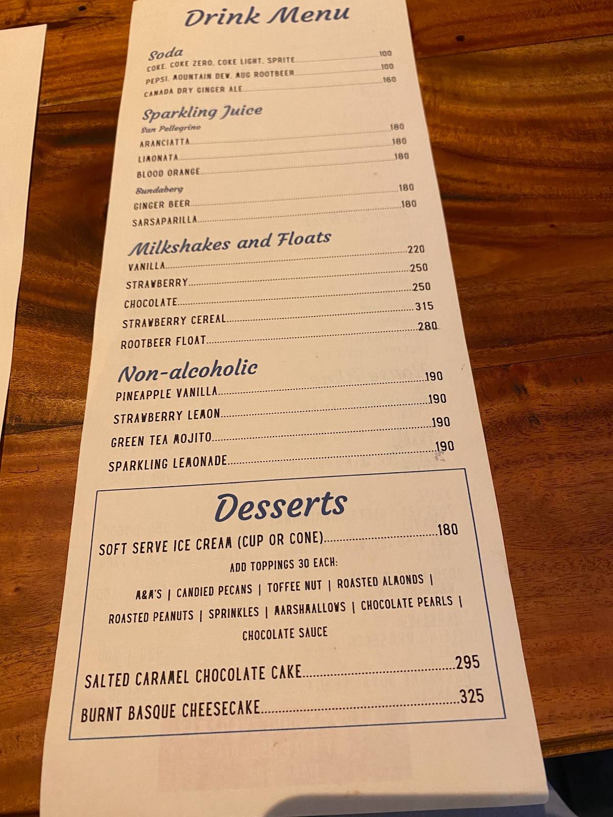 Menu at Pink's Hot Dogs BGC pub & bar, Taguig, G/F