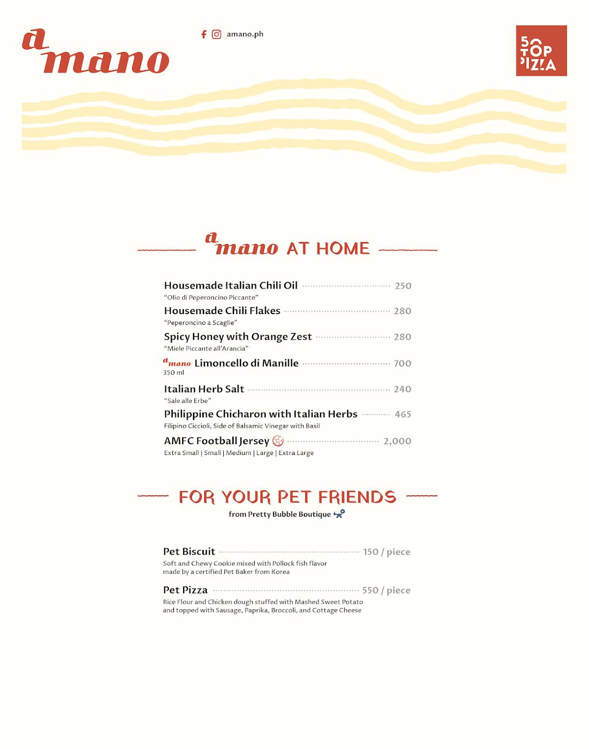 Menu at a mano BGC restaurant, Taguig