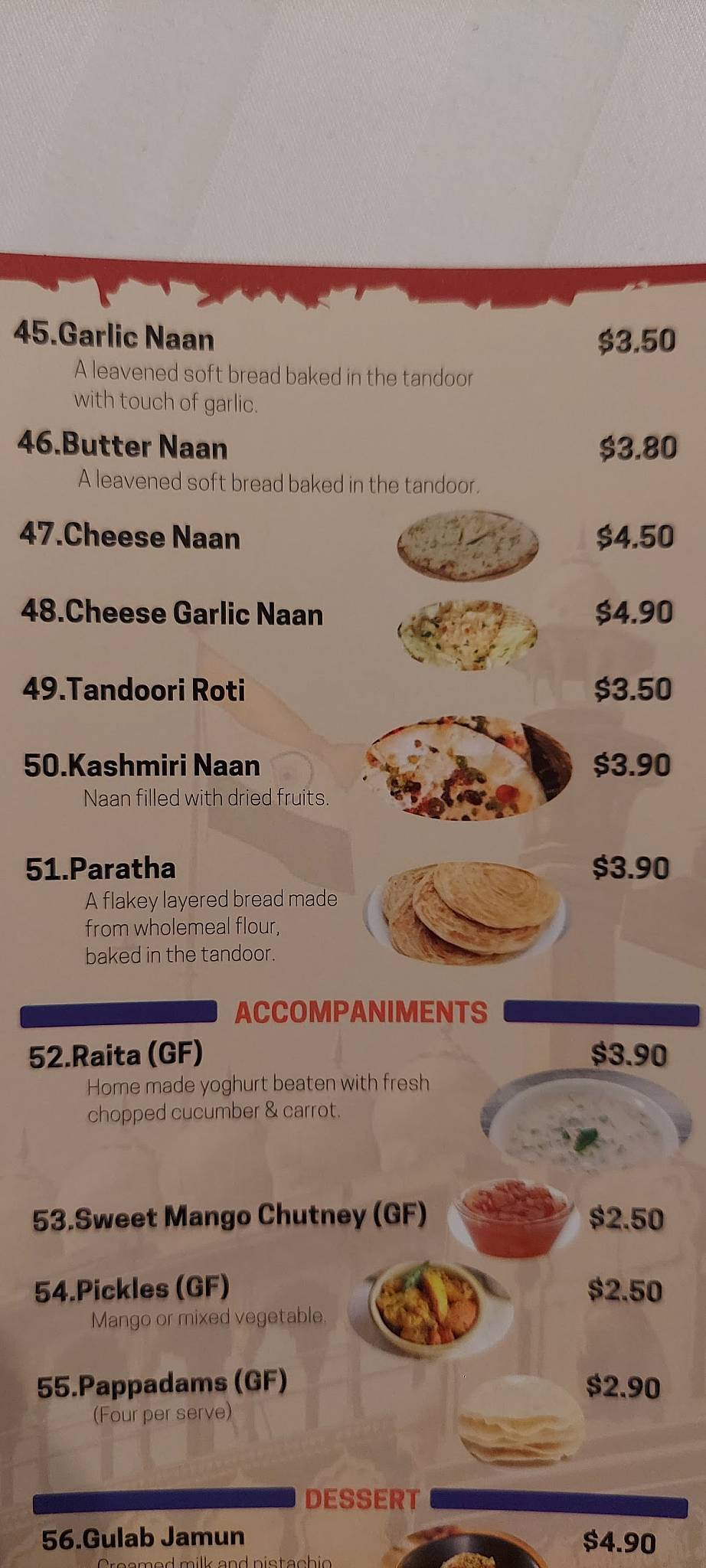 Menu at Tandoori Guru restaurant, Whyalla, 76 Essington Lewis Ave