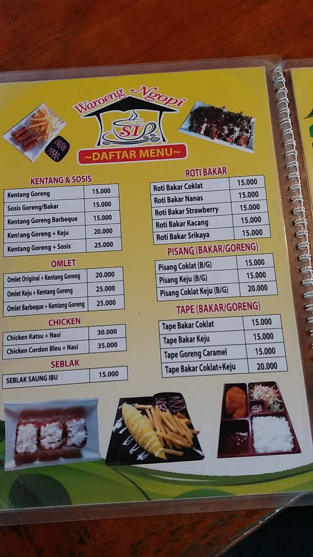 Menu at Rumah Makan Saung Ibu restaurant, Indonesia