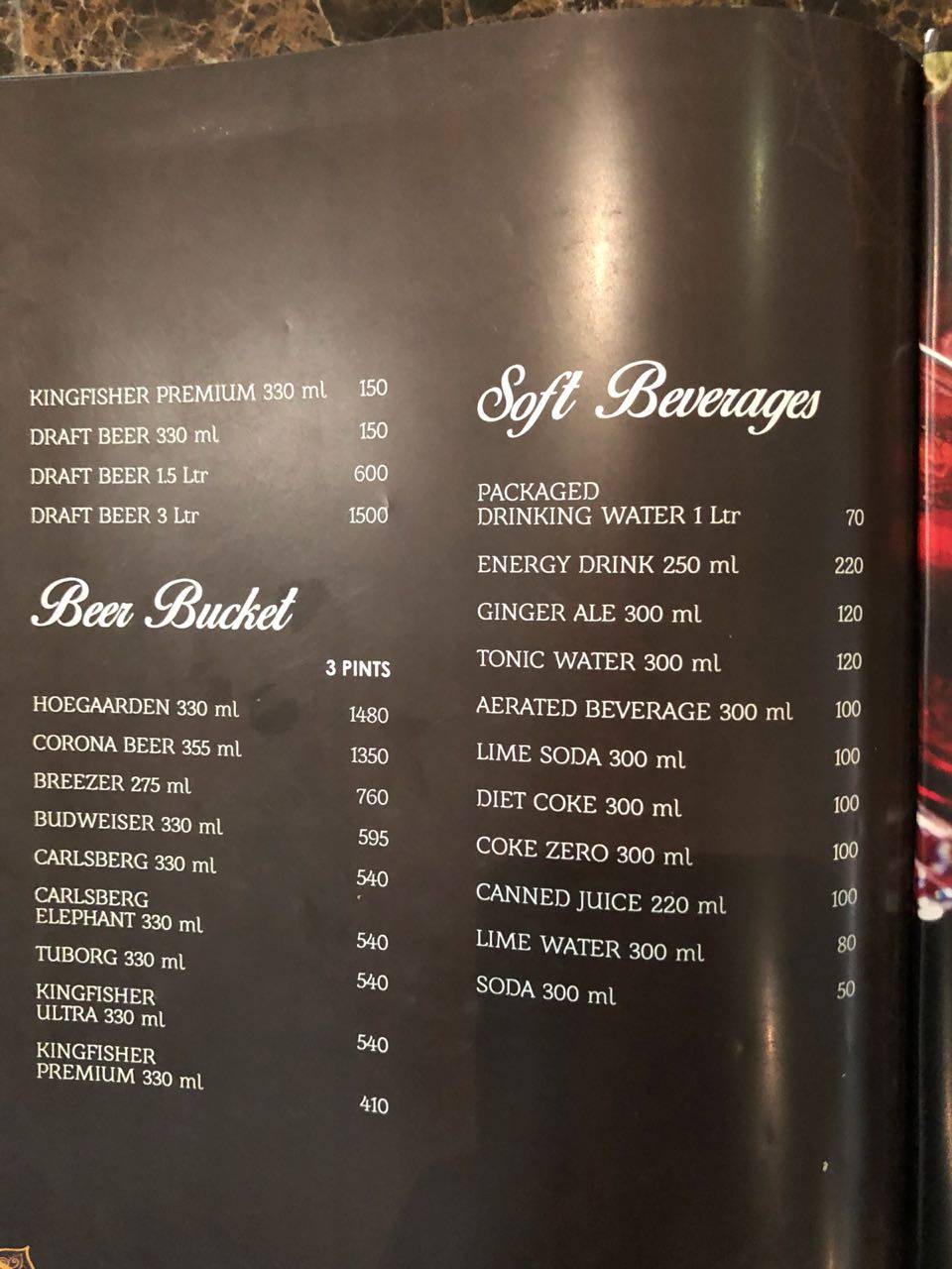 Menu at Tansen, Hyderabad, Ohri's Jalavihar
