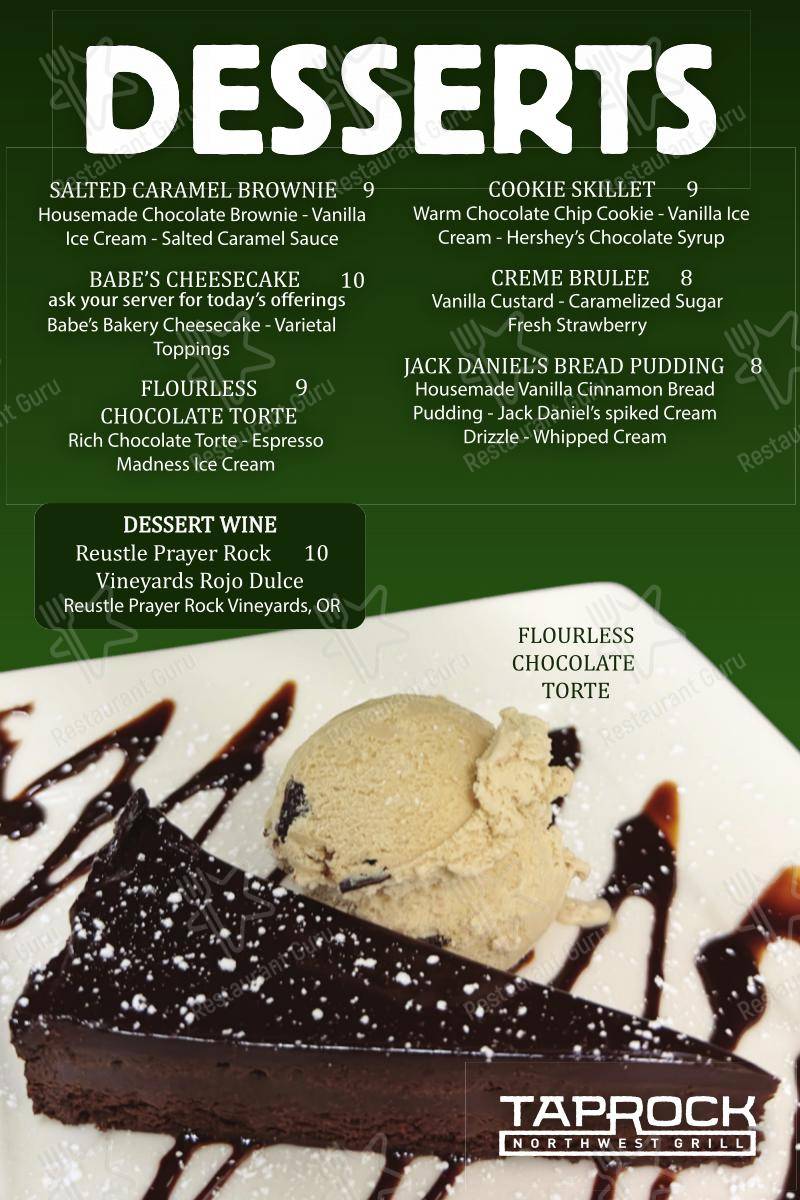 Menu at Taprock Northwest Grill restaurant, Grants Pass