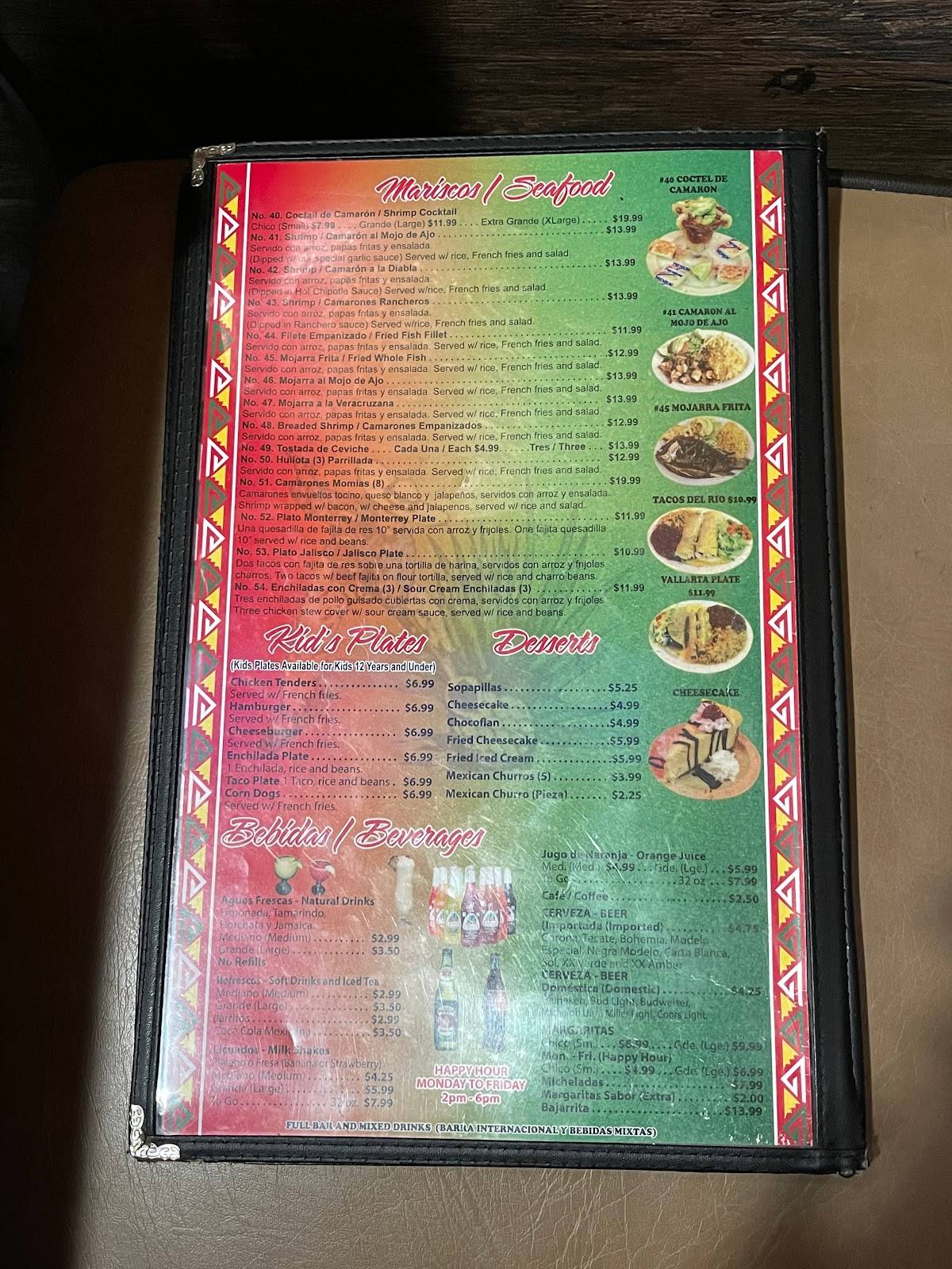 Menu at Taqueria El Jimador restaurant, Clute