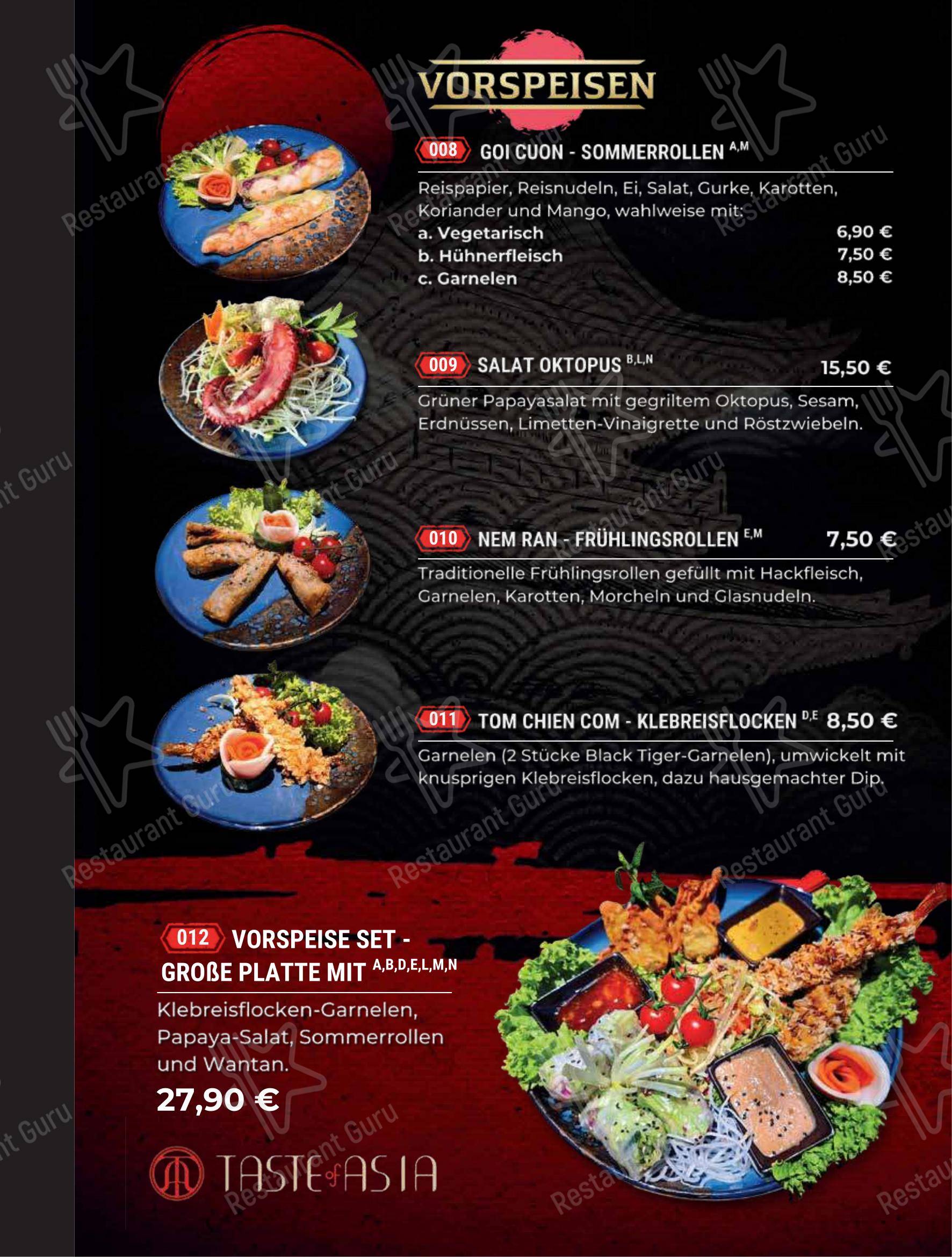 Speisekarte von Taste of Asia Germany GmbH restaurant, Chemnitz