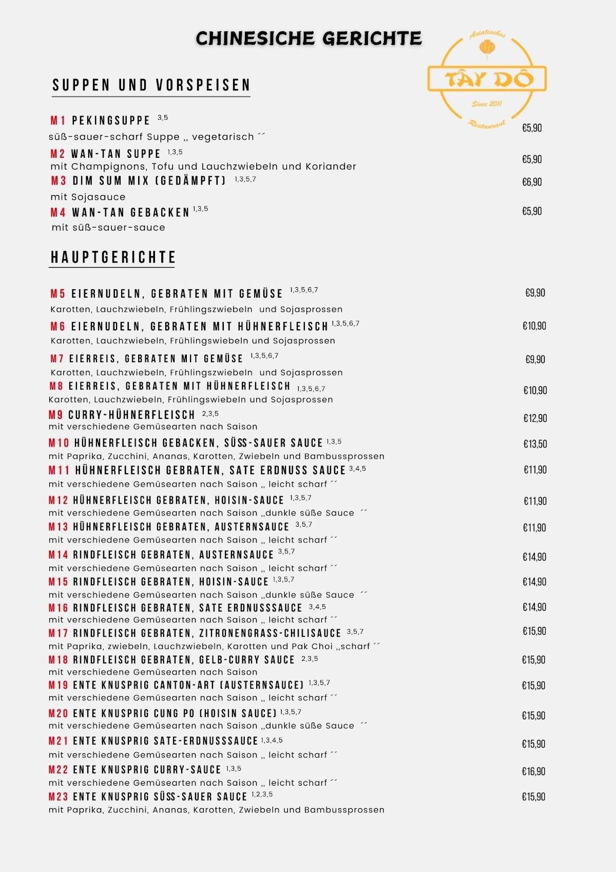 Speisekarte von Tay Do Restaurant, Rosenheim