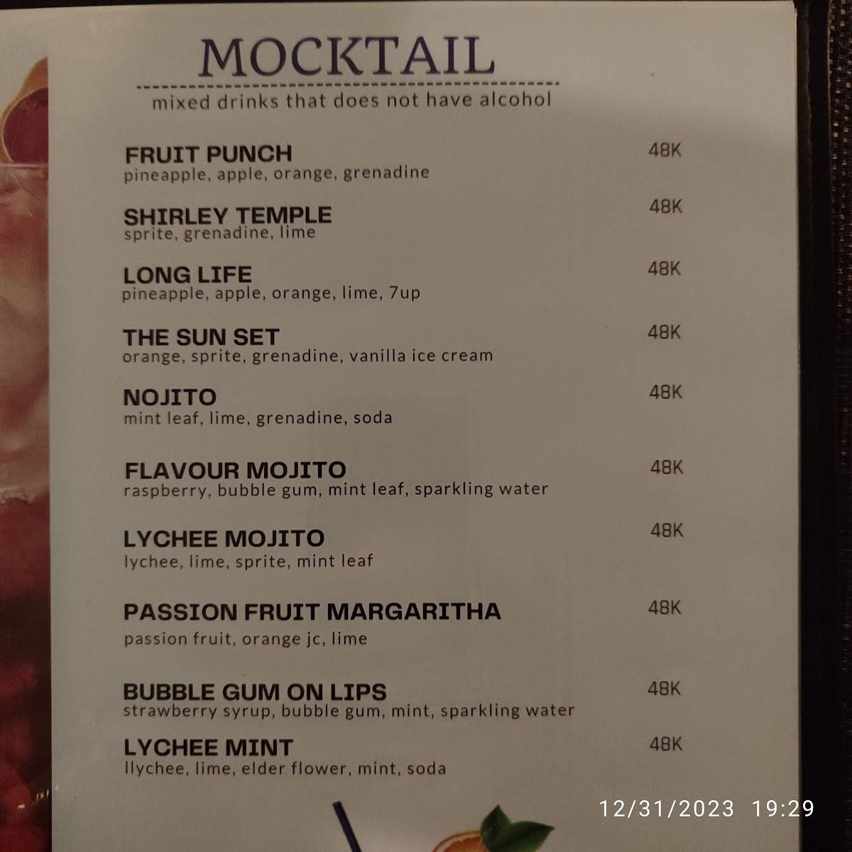 Menu at Teras Cafe, Batam