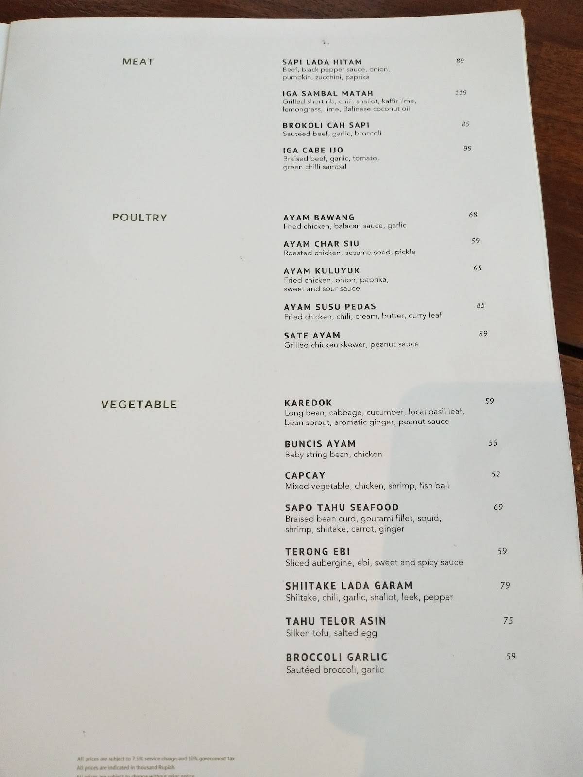 Menu at Teras by Plataran Summarecon Bogor restaurant, Cibanon