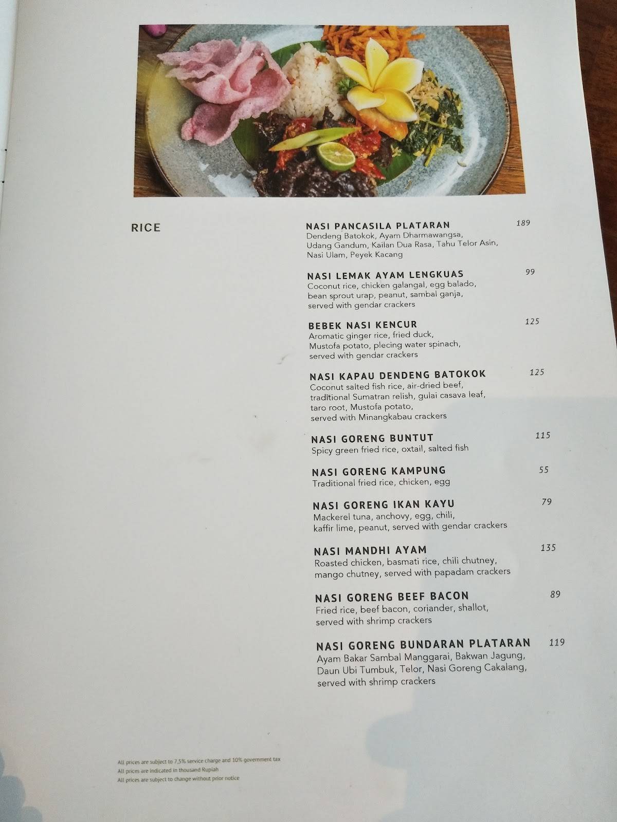 Menu at Teras by Plataran Summarecon Bogor restaurant, Cibanon