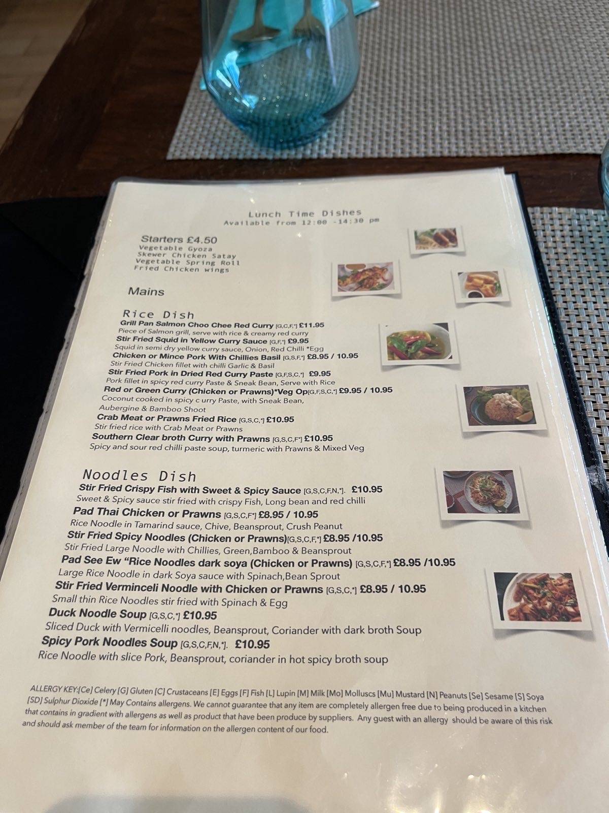 Menu at Thai on Thames restaurant, Kingston upon Thames