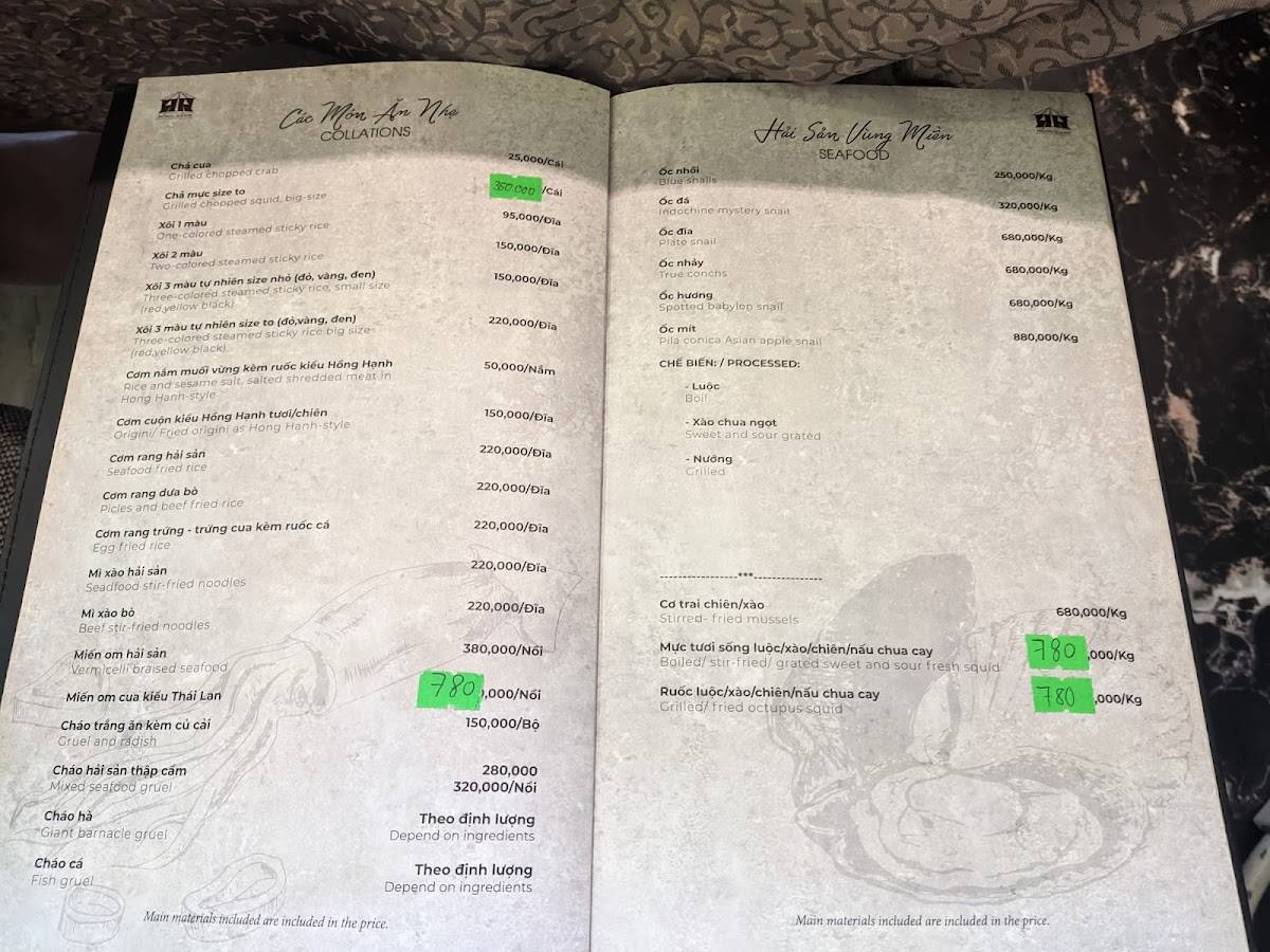 Menu at Nhà hàng Hồng Hạnh 3 restaurant, Ha Long, 50 Hạ Long
