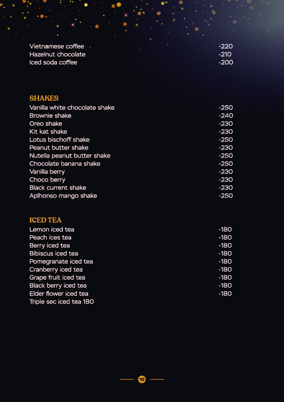 Menu at The Astra Cafe, Hyderabad