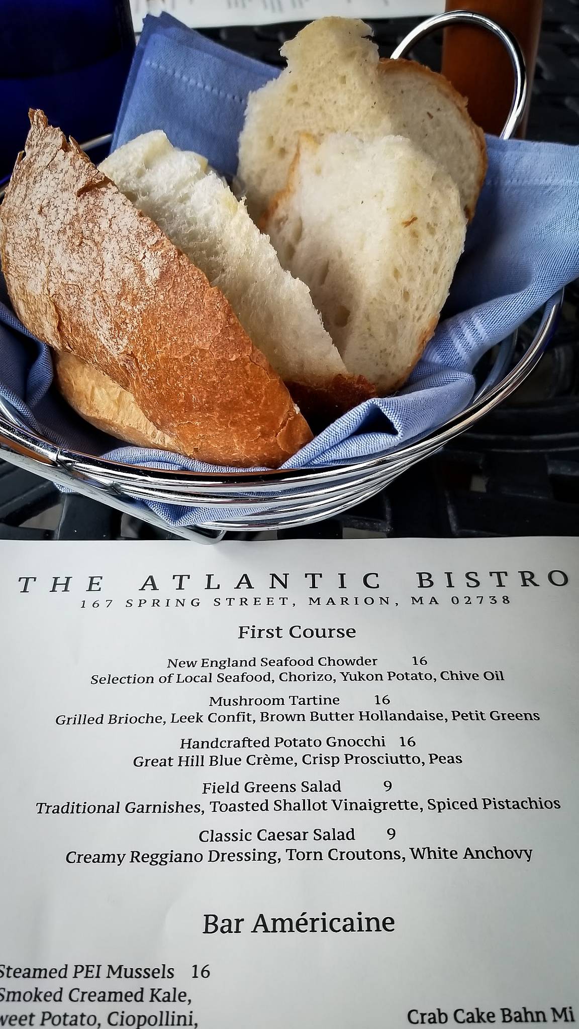 Menu at The Atlantic Bistro pub & bar, Marion
