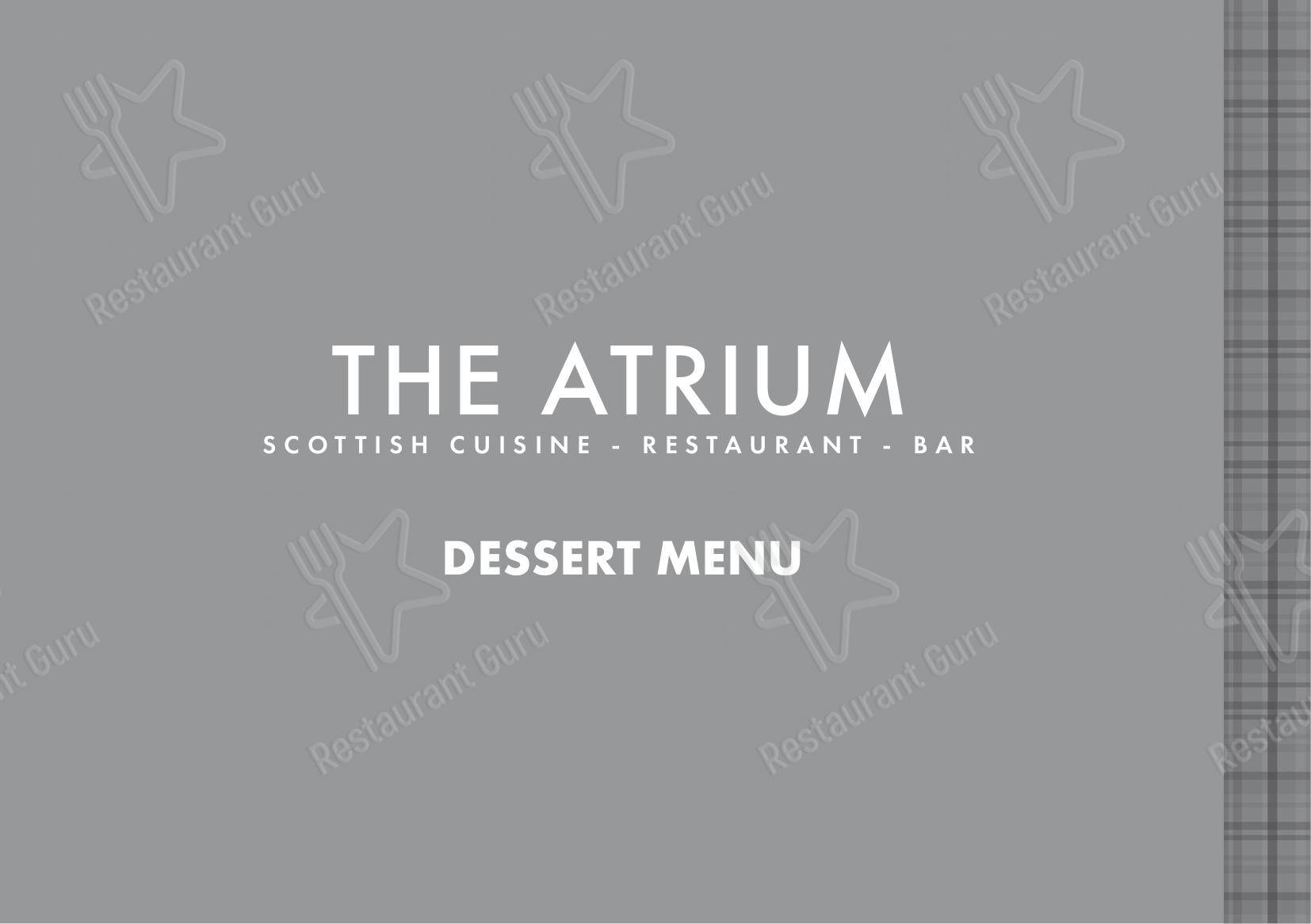 Carta de The Atrium Restaurant & Bar, Aberdeen