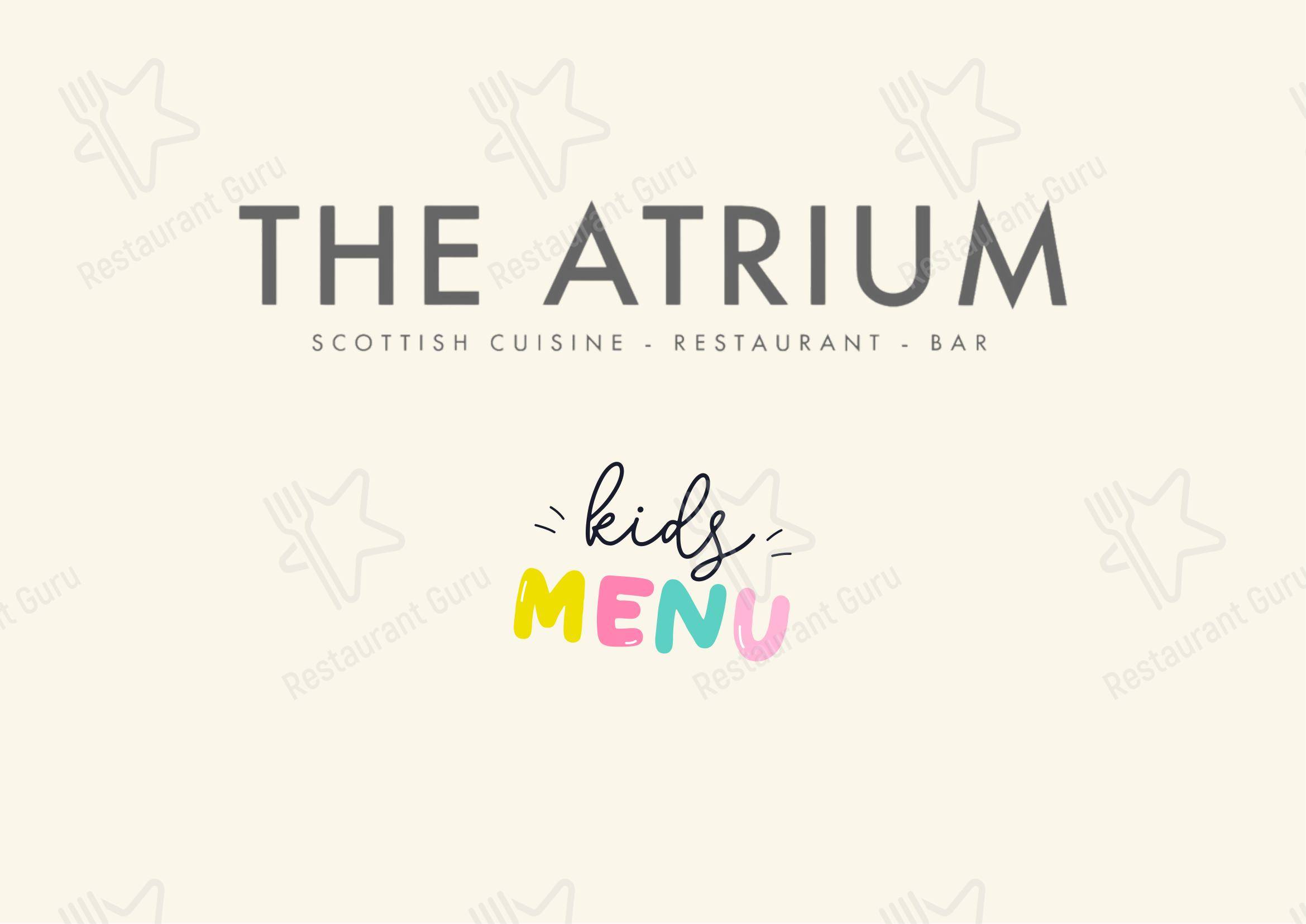 Menu at The Atrium Restaurant & Bar, Aberdeen