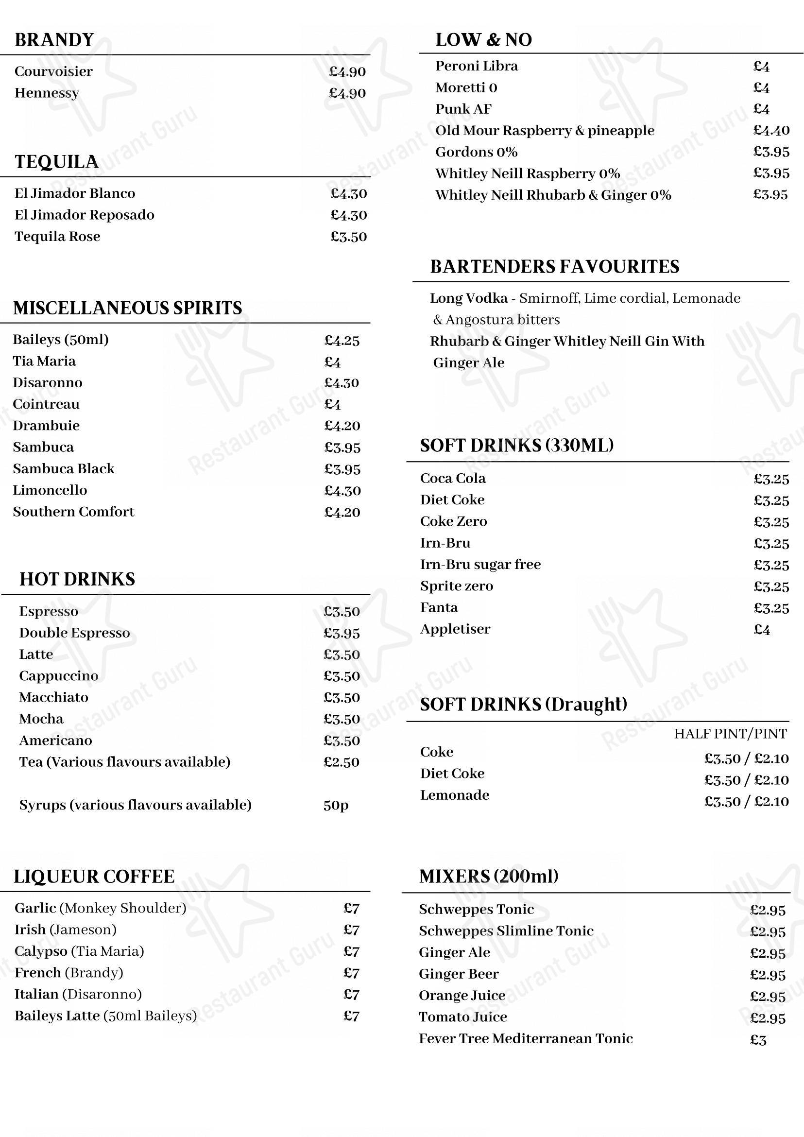 Menu at The Atrium Restaurant & Bar, Aberdeen