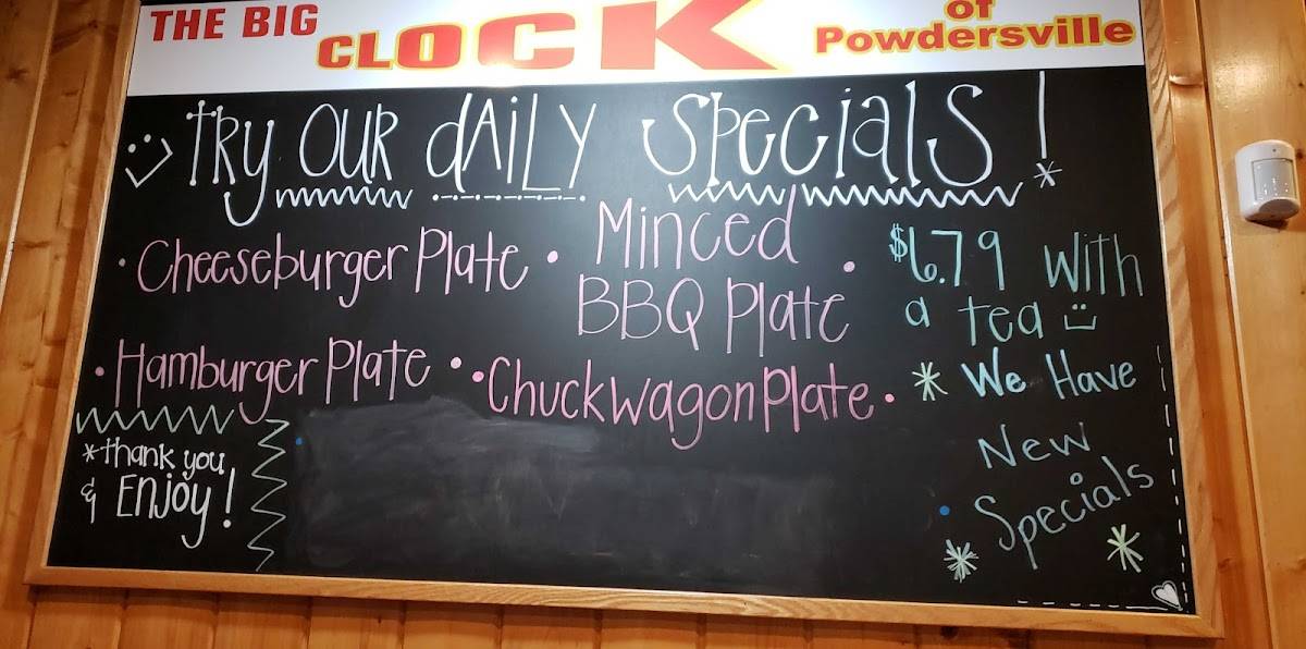 Menu at The BIG Clock of Powdersville restaurant, Greenville, SC-153
