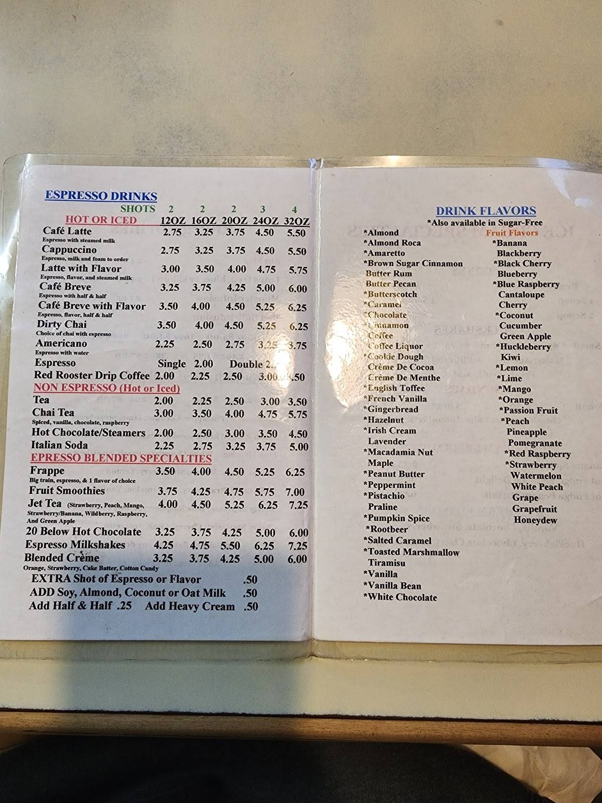 Menu at The Badger's Den restaurant, Bonners Ferry