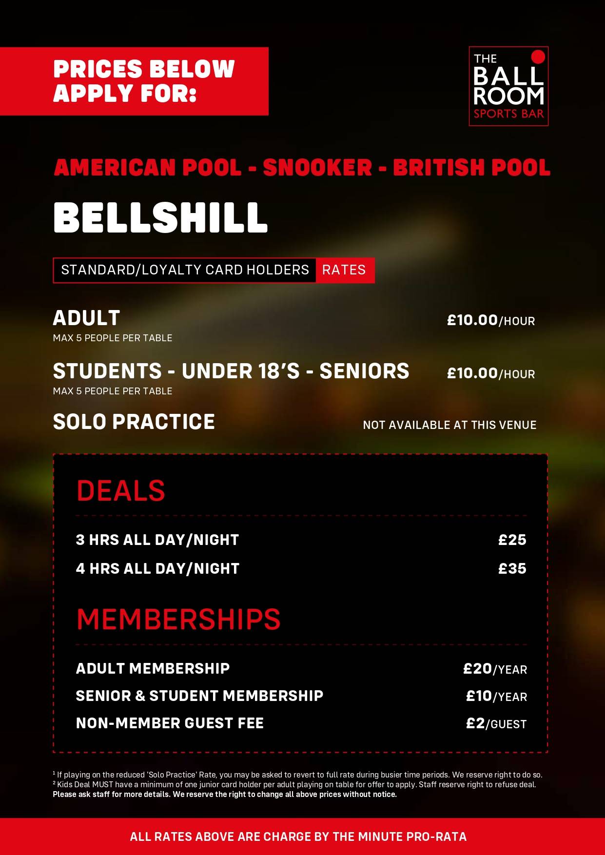 Menu at The Ball Room Sports Bar (Bellshill) - Pool, Snooker & Darts ...