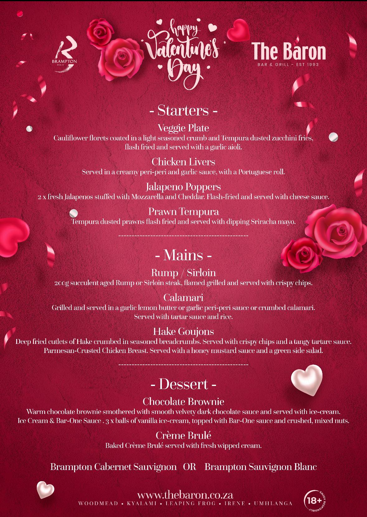 Menu at The Baron - Umhlanga, Durban