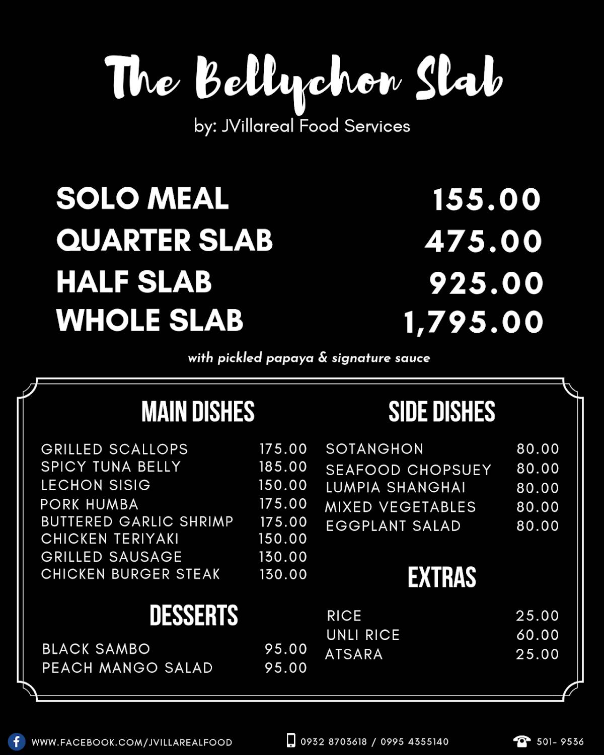 Carta del restaurante The BellyChon Slab, Iloílo