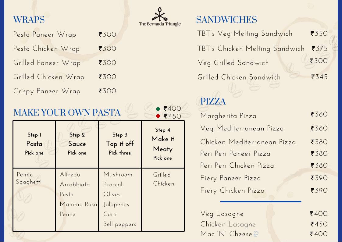 Menu at The Bermuda Triangle Cafe, Thane