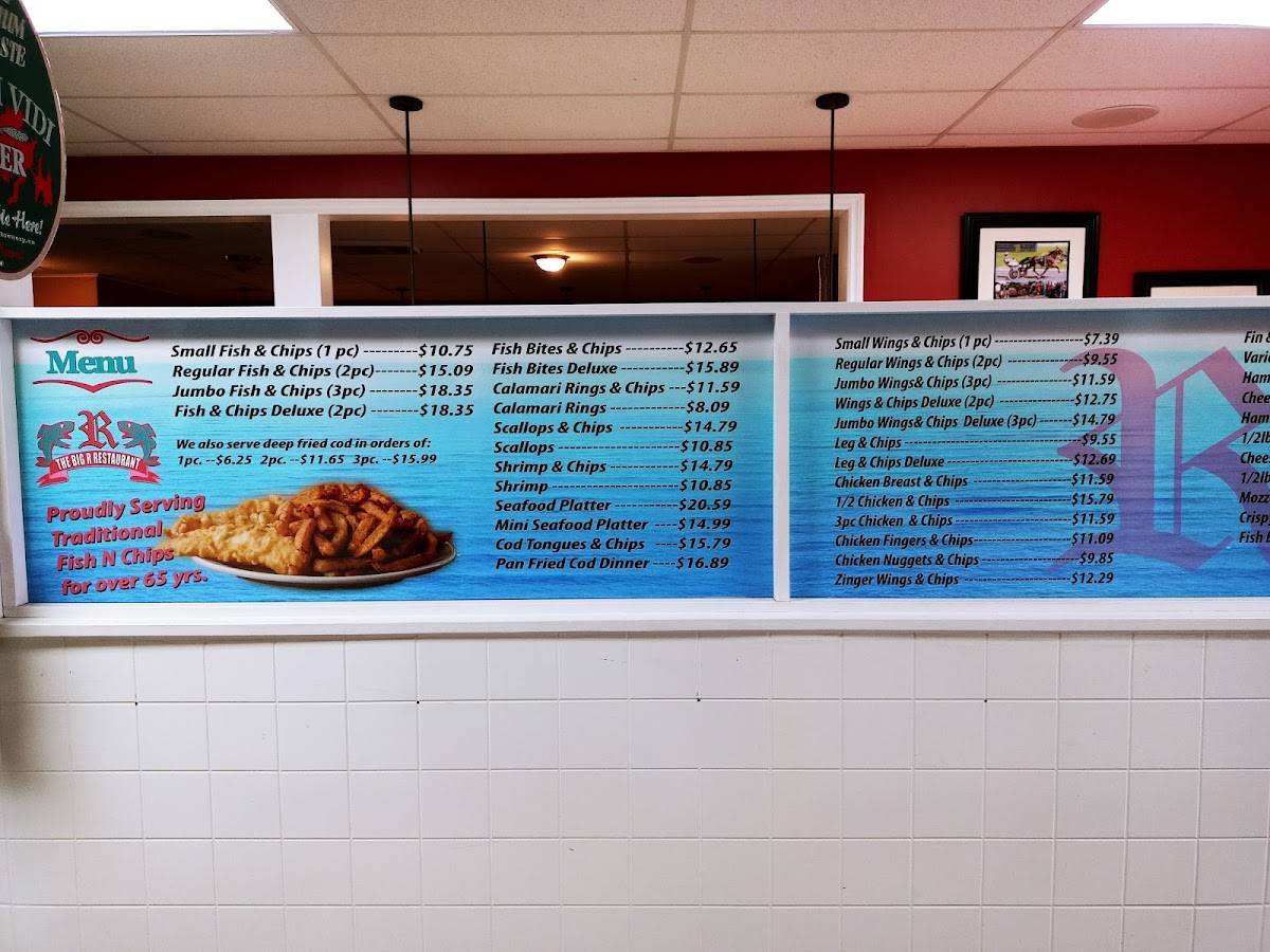 Menu at The Big R Restaurant, St. John's, 201 Blackmarsh Rd
