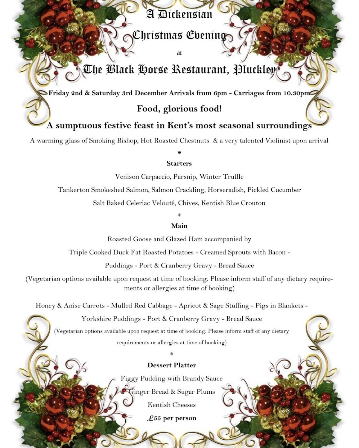 Menu at The Black Horse pub,Pluckley, Bethersden, The St