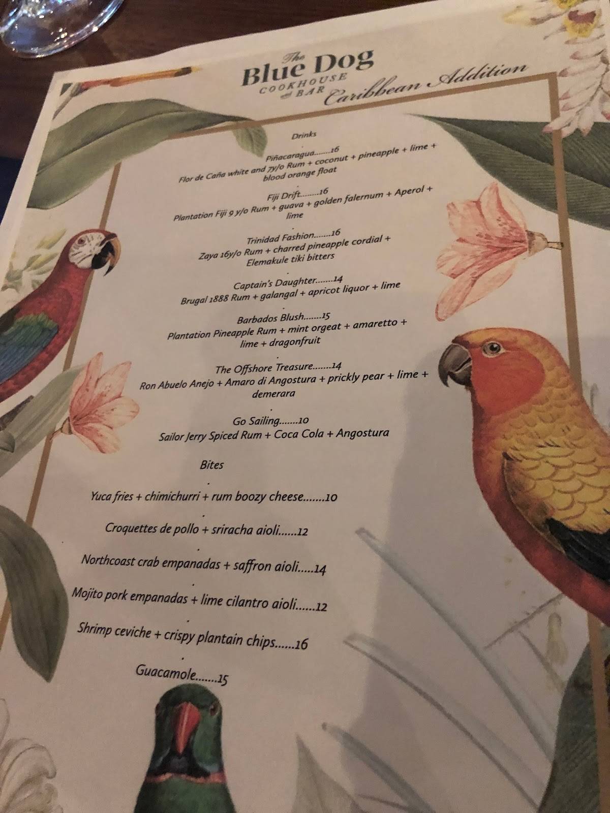 Menu at The Blue Dog pub & bar, Boca Raton