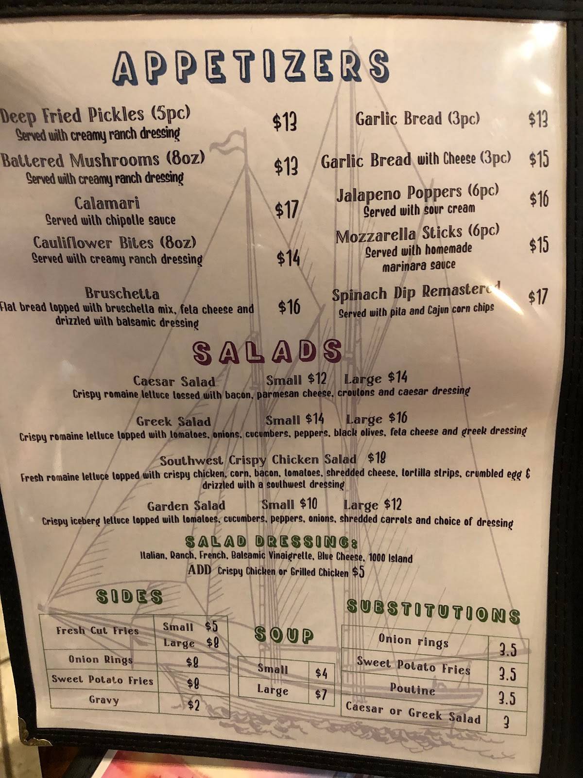 Menu at The Boat House Restaurant, Port Rowan