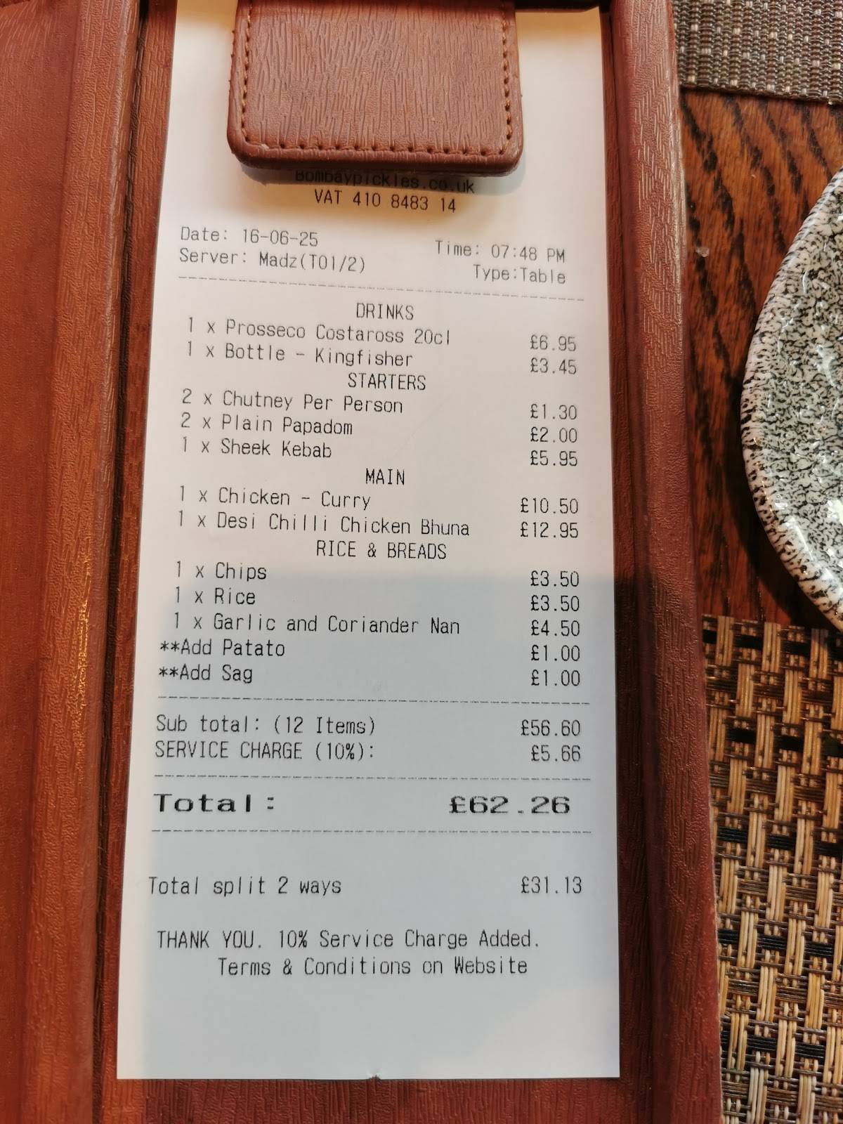Menu at The Bombay Stourbridge restaurant, Stourbridge