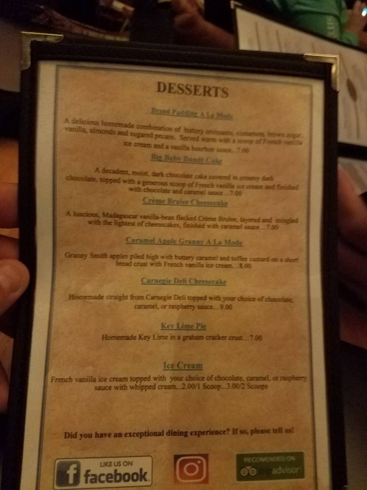 Menu at The Boundary House Restaurant, Calabash