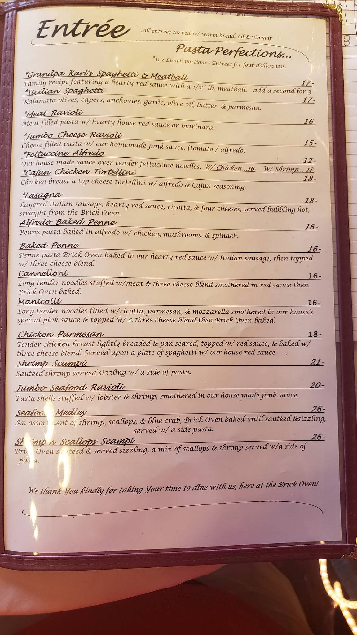 Menu at The Brick Oven pub & bar, Hannibal