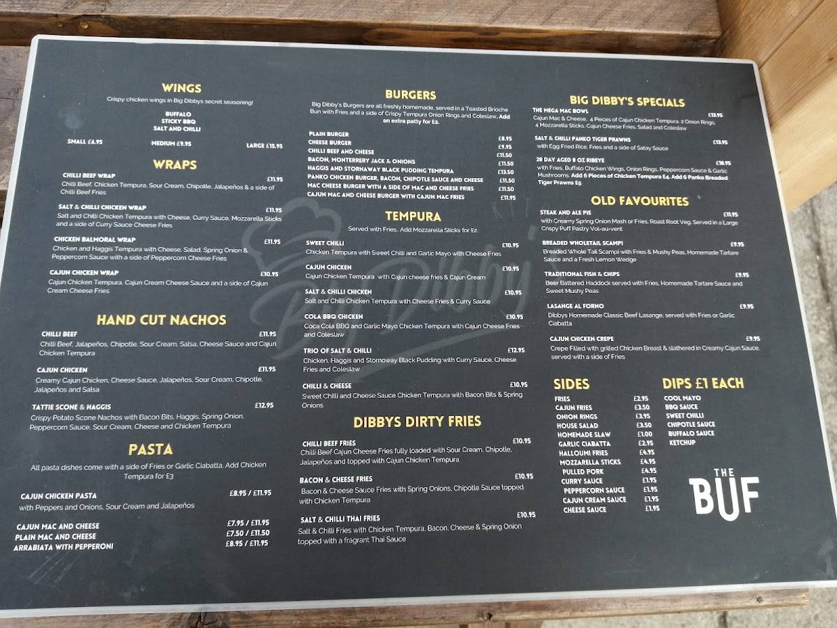 Menu at The Buf pub & bar, Prestwick