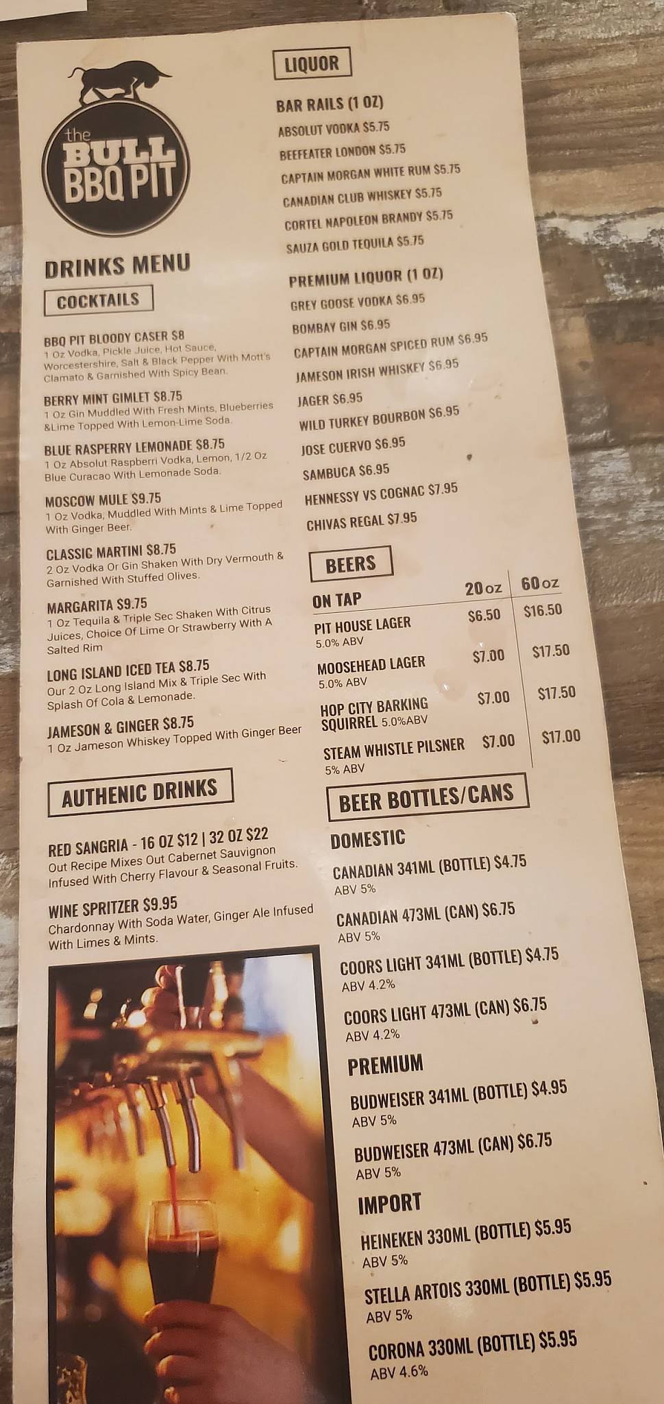 Menu at The Bull BBQ Pit Restaurant and Smoke house, Toronto, St Clair ...