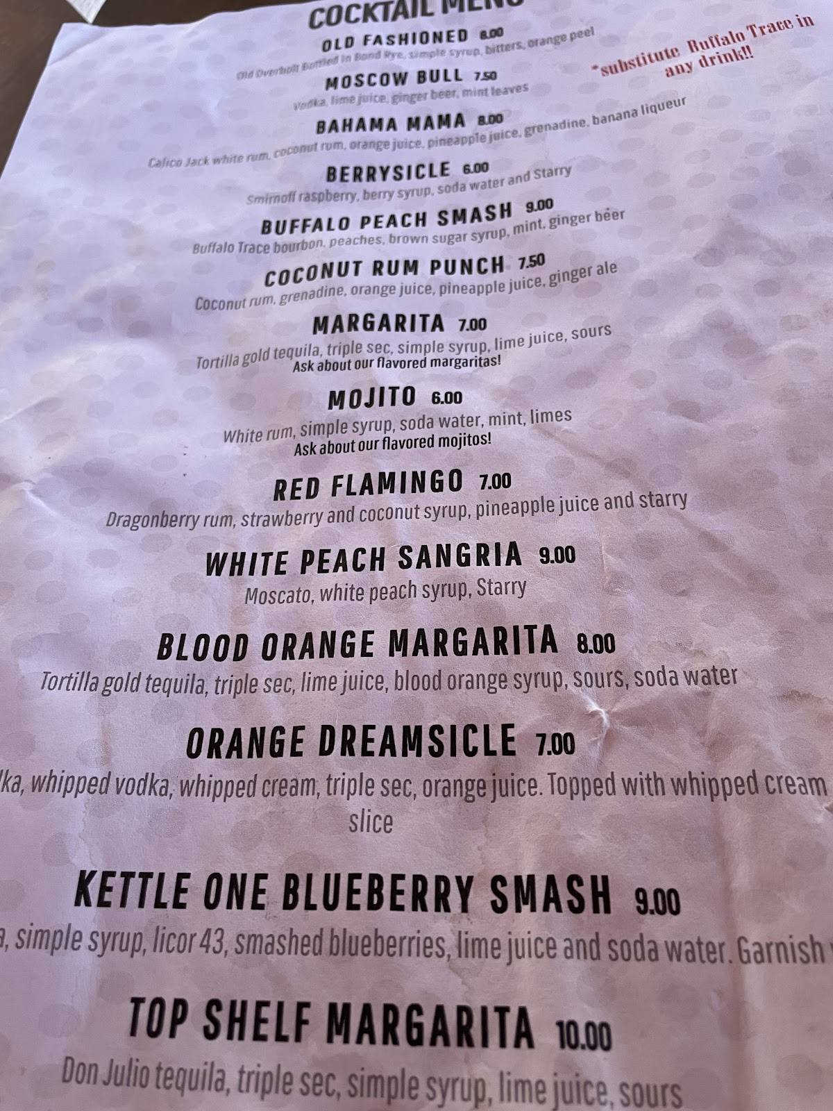 Menu at The Bull Pen Restaurant & Sports Bar, Tyrone