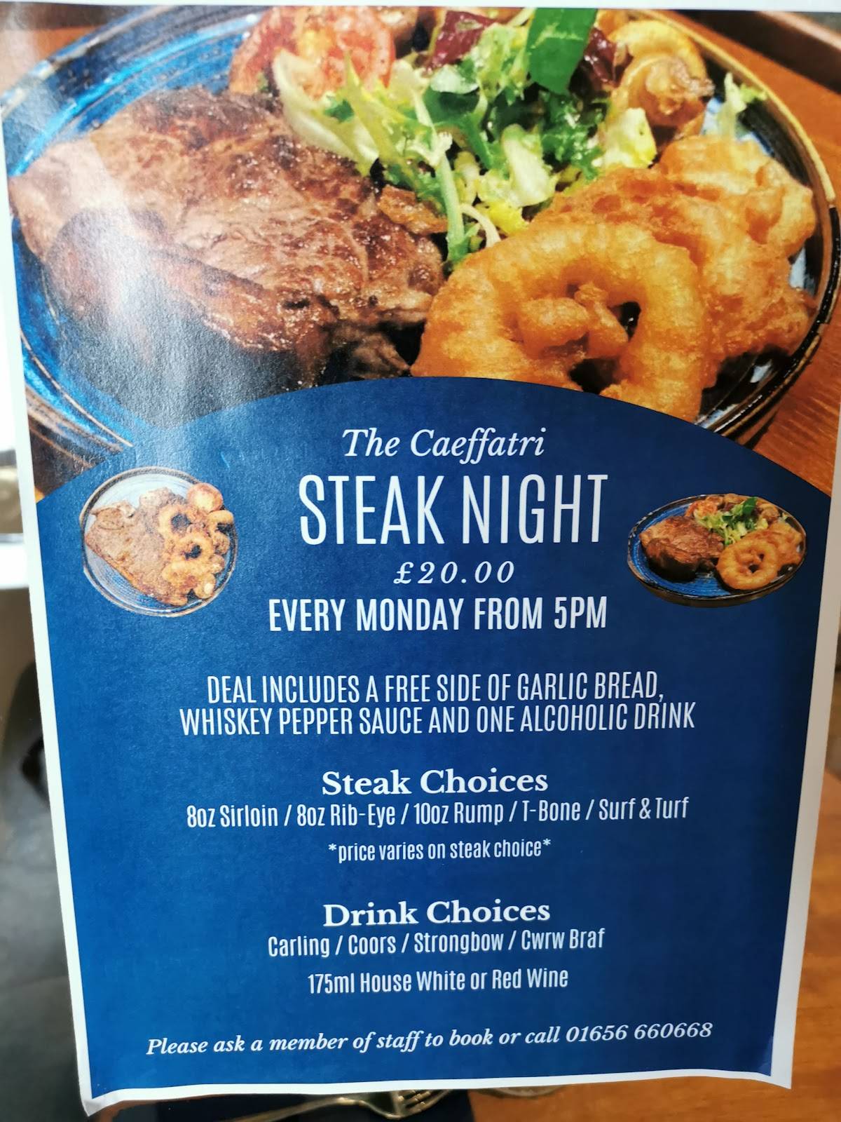 Menu at The Caeffatri Restaurant and Bar, Bridgend