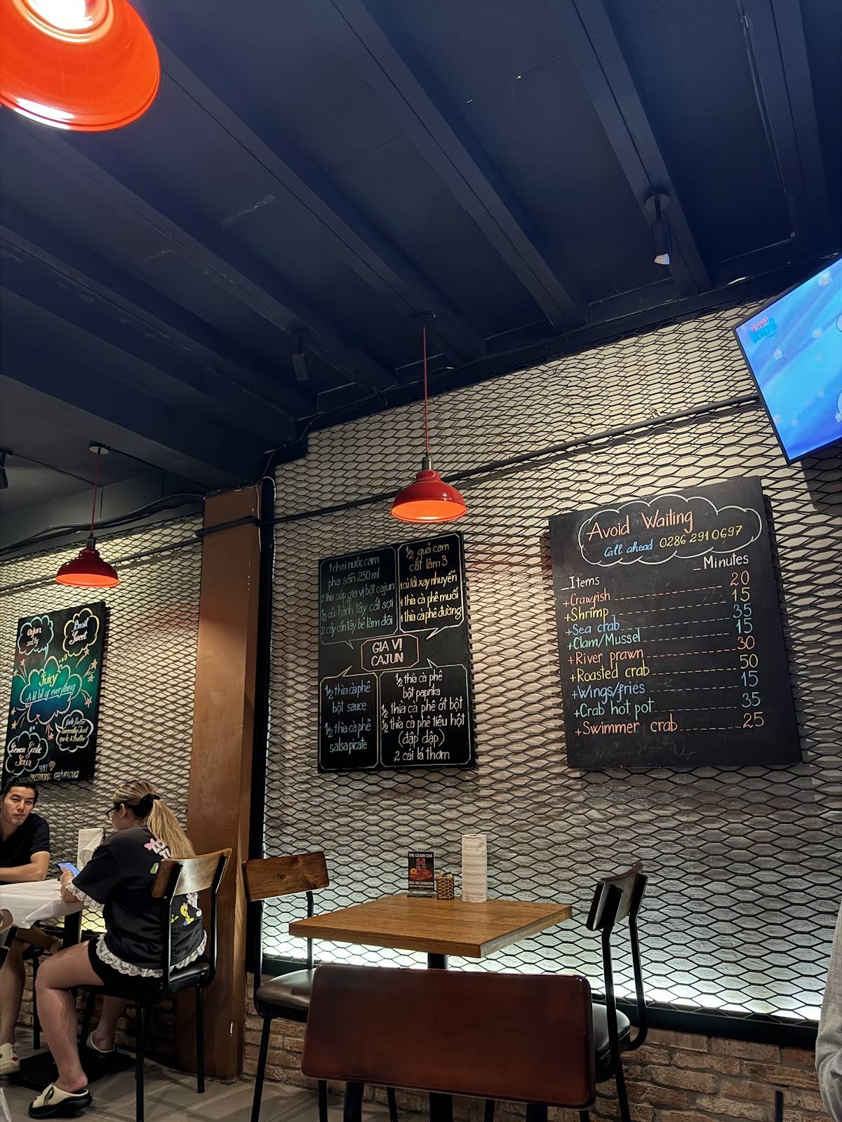 Menu at The Cajun Cua restaurant, Ho Chi Minh City, 267 Lý Tự Trọng