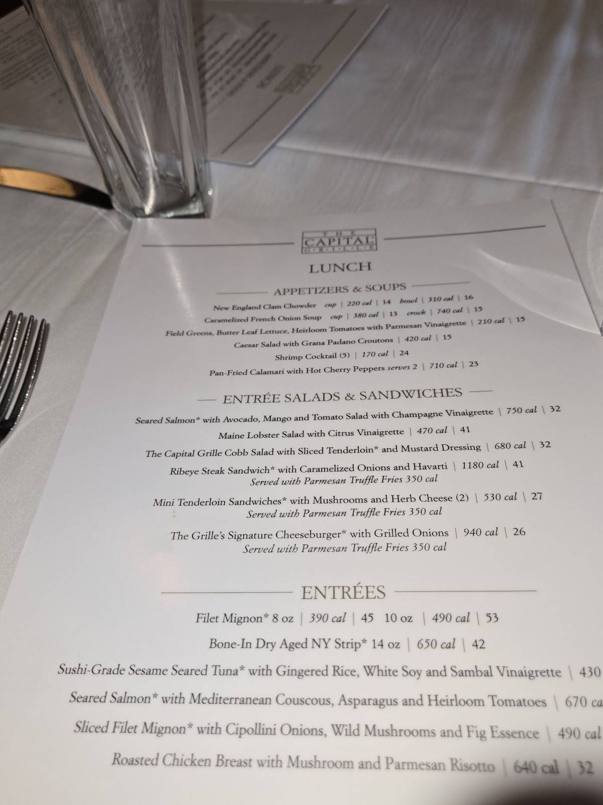 Menu at The Capital Grille pub & bar, Washington, 601 Pennsylvania ...