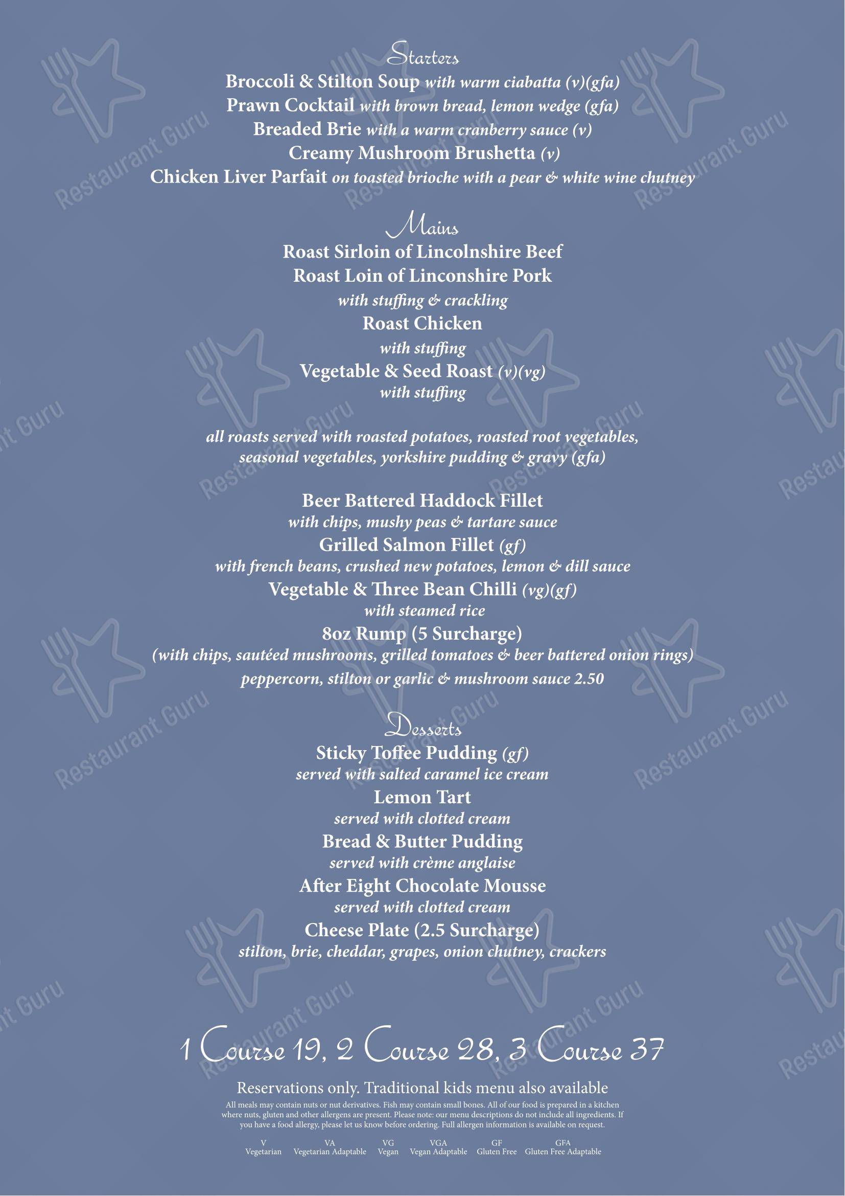 Menu at The Carre Arms Hotel and Restaurant, Sleaford