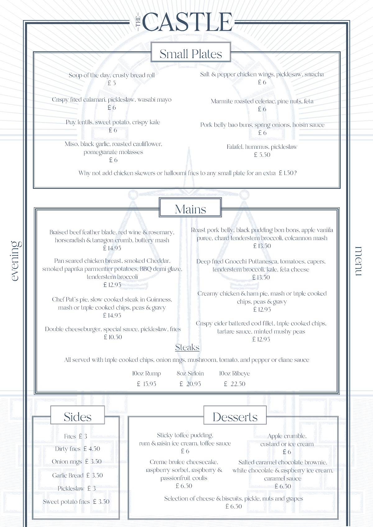 Menu at The Castle, Halton pub & bar, Runcorn