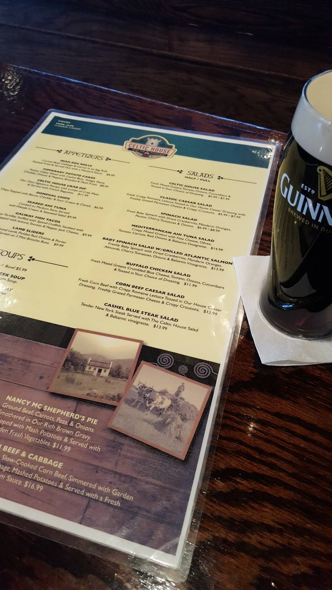 Menu at The Celtic House Irish Pub & Restaurant, Arlington