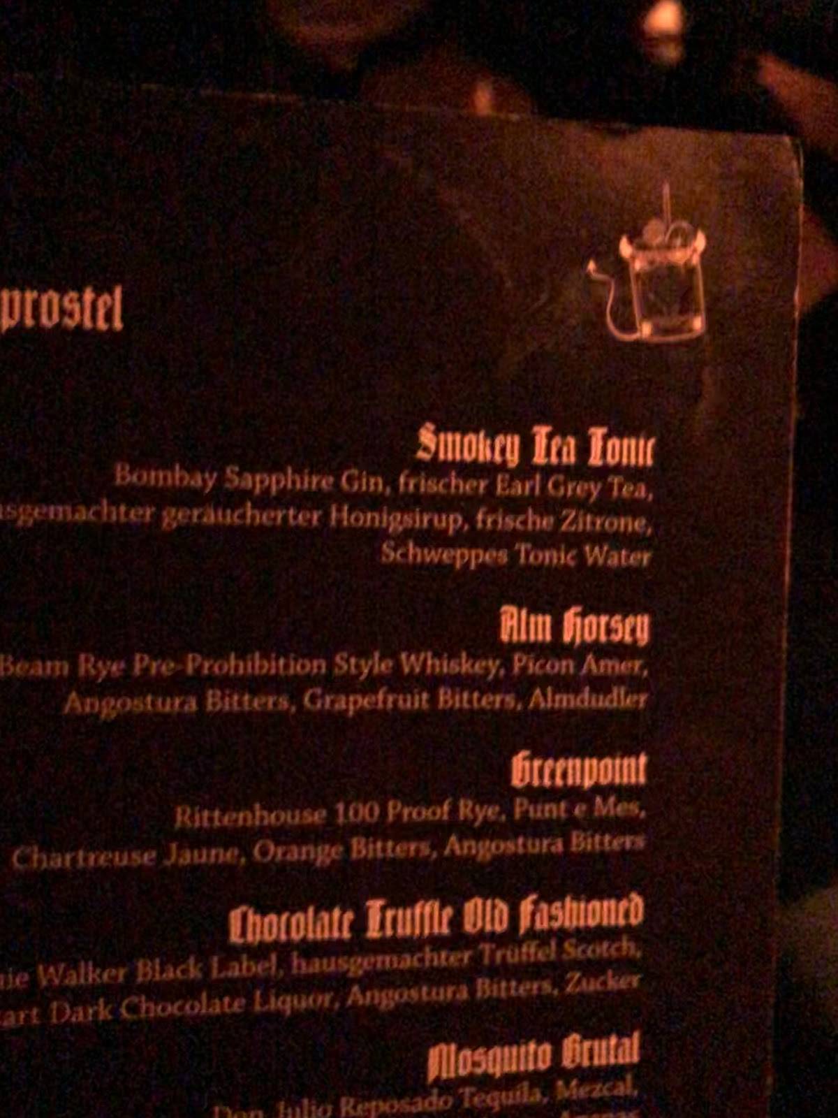 Speisekarte von The Chapel Bar, Wien