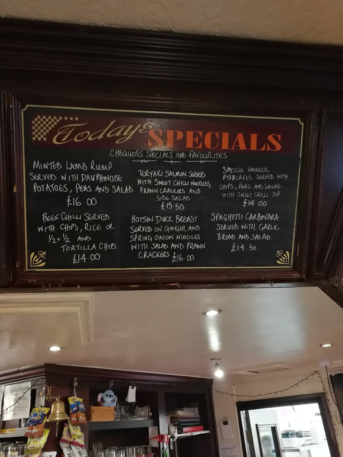 Menu at The Chequers Inn pub & bar, Rotherham