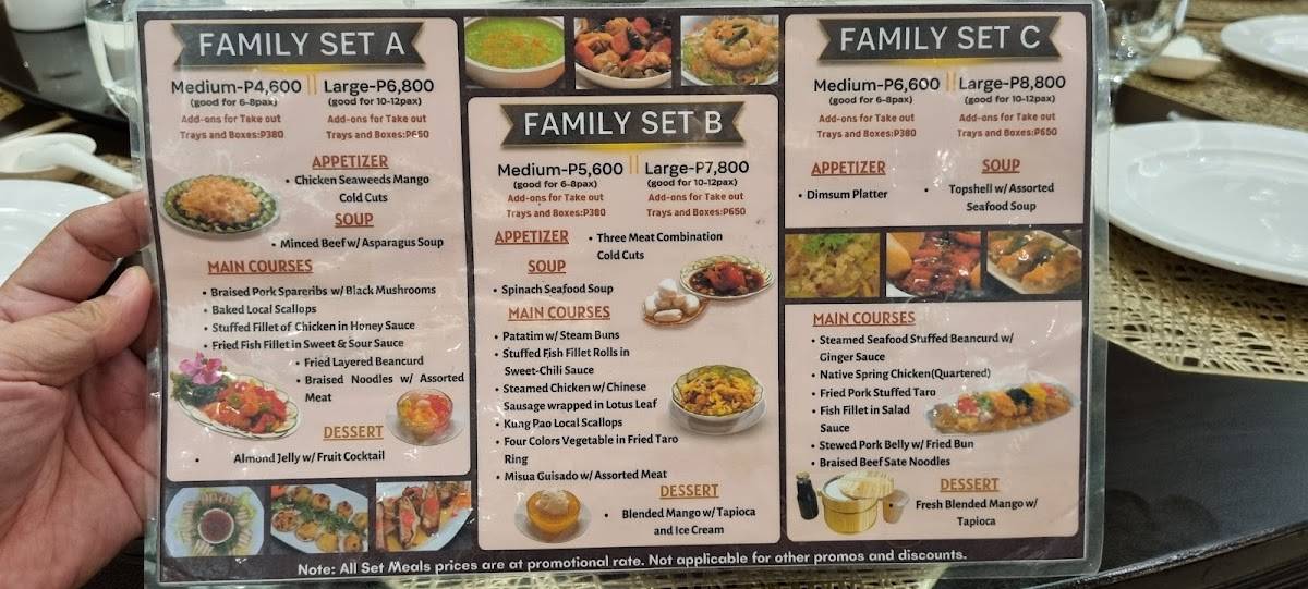 Menu at The Ching Palace restaurant, Cebu City, 20 Salinas Dr