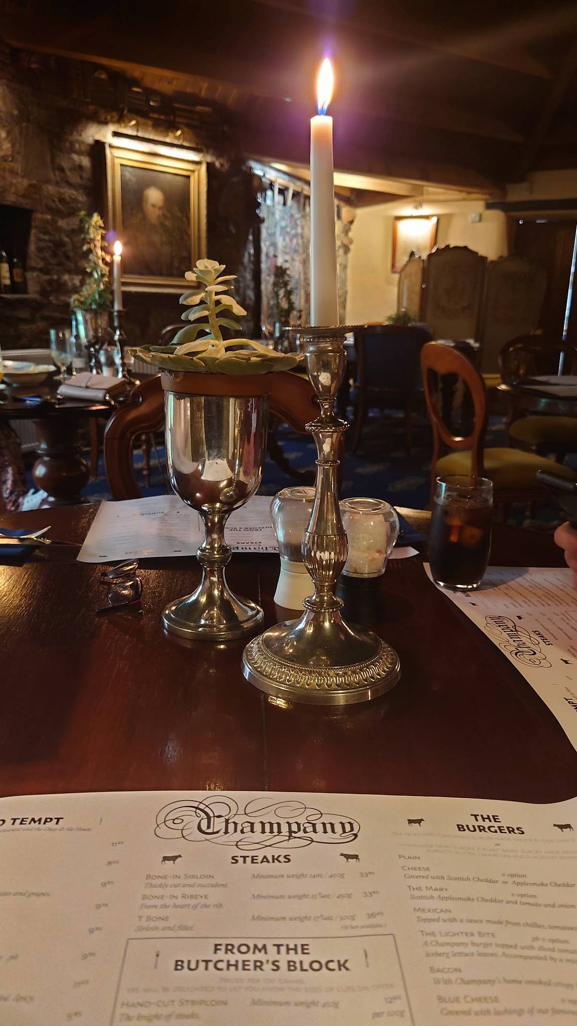Menu at The Chop and Ale House at Champany Inn steakhouse, Linlithgow