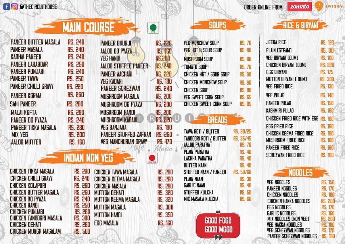 Menu at Tamasha, Bhagalpur