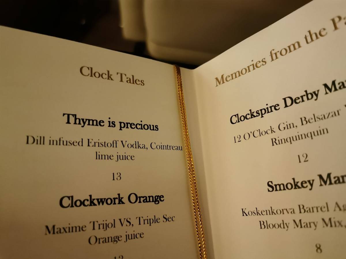 Menu at The Clockspire Restaurant, Sherborne