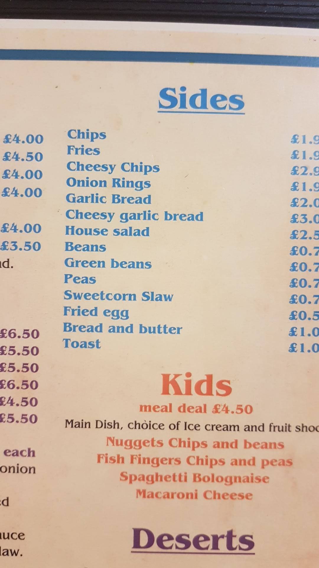 Menu at The Clumsy Swan pub & bar, Birmingham
