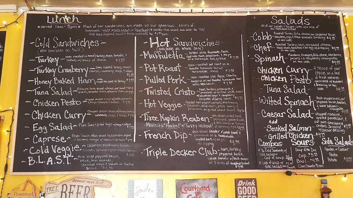Menu at The Courtyard Cafe, Port Townsend, 230 Quincy St