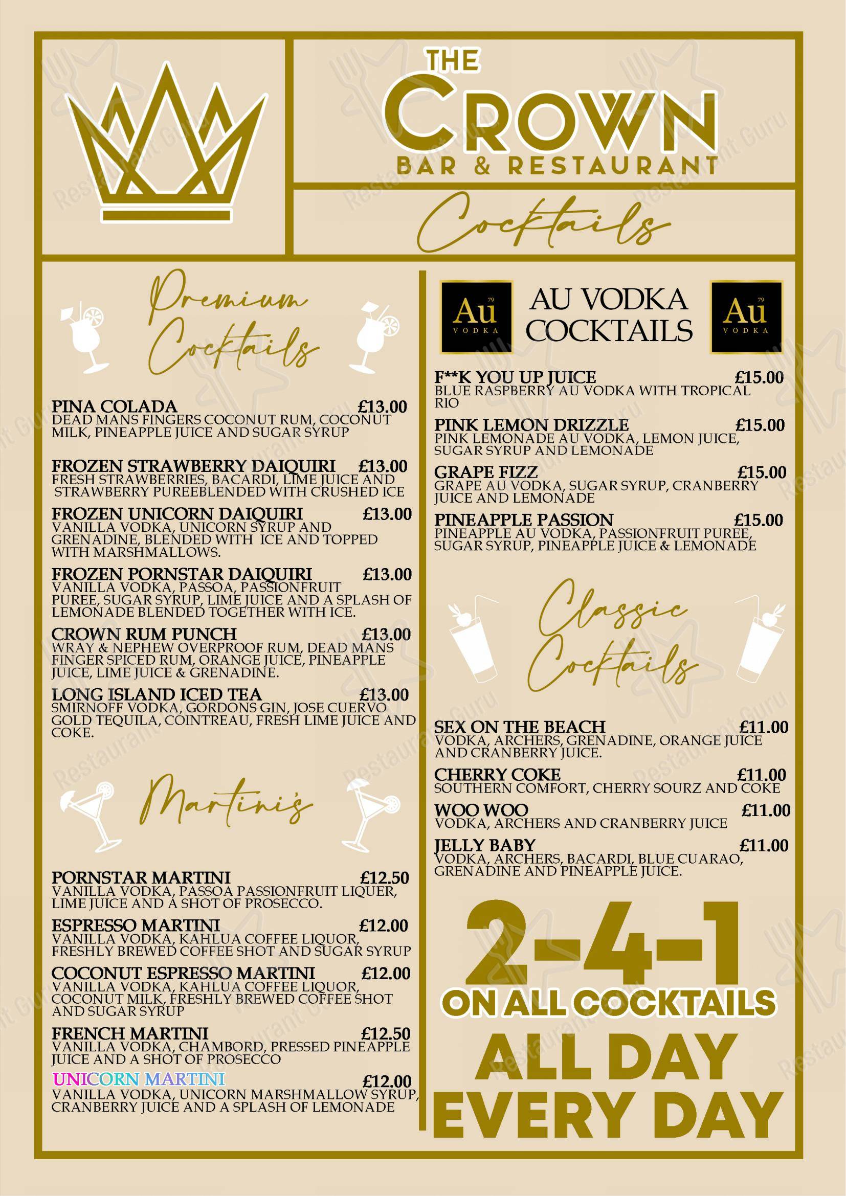 Menu at The Crown Inn pub & bar, Selsey